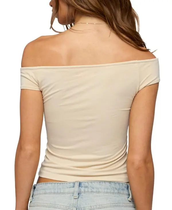 EDIKTED Kaite Off Shoulder Cutout Tie Top