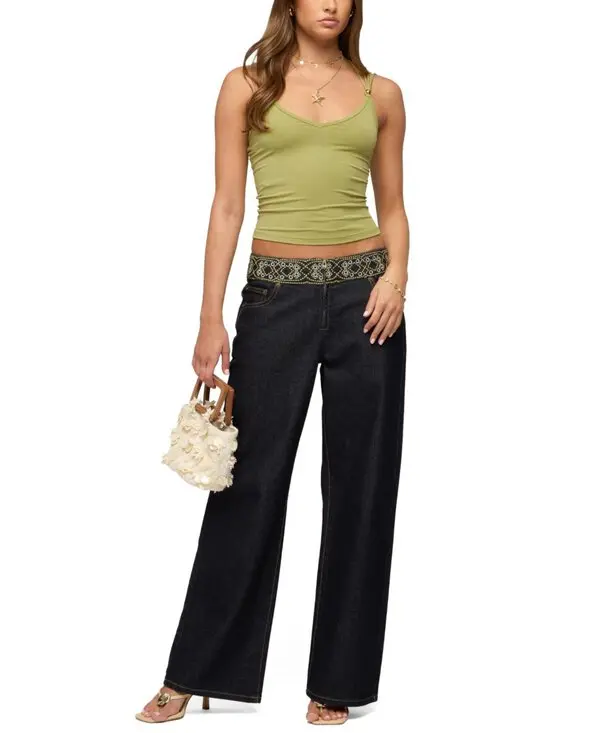 EDIKTED Vinney Strappy Bead V Neck Top