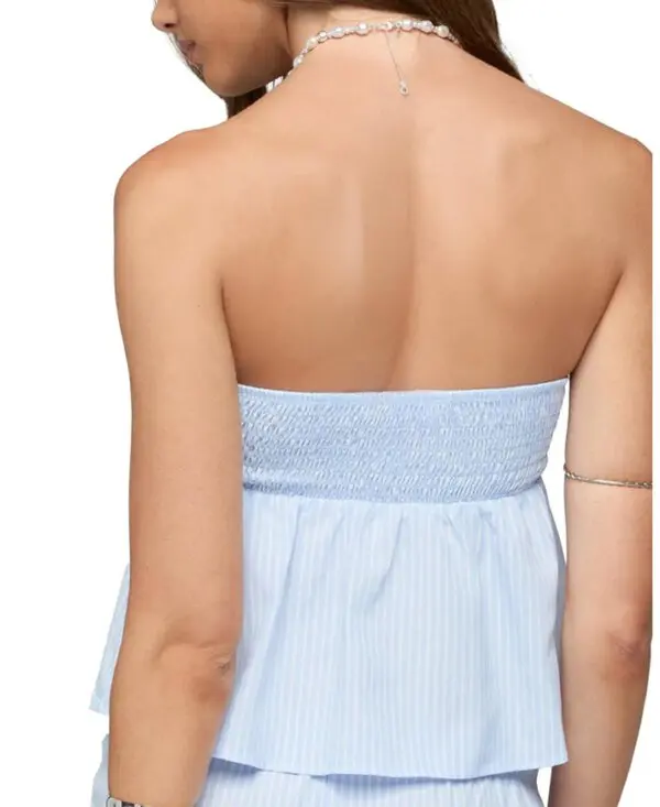 EDIKTED Cersei Striped Tie Front Strapless Top