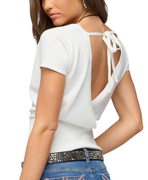 EDIKTED Vaila V Neck Wrap Knit Top