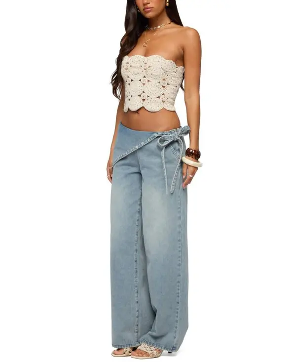 EDIKTED Laurin Crochet Strapless Top