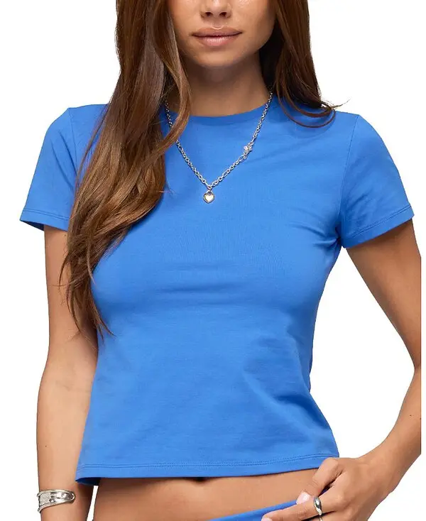 EDIKTED Marleaux Fitted T-shirt - Blue