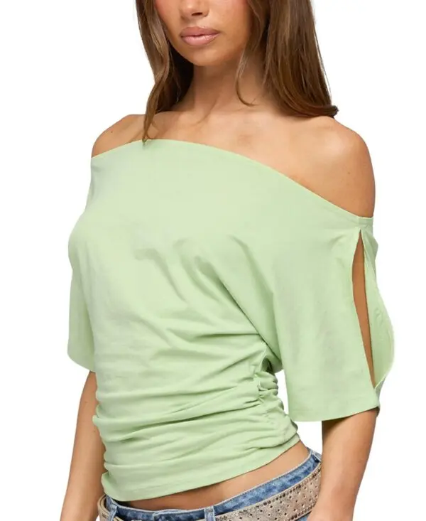 EDIKTED Feng Ruched Off Shoulder Cutout Top