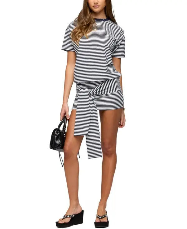 EDIKTED Ardeney Striped T Shirt Mini Dress