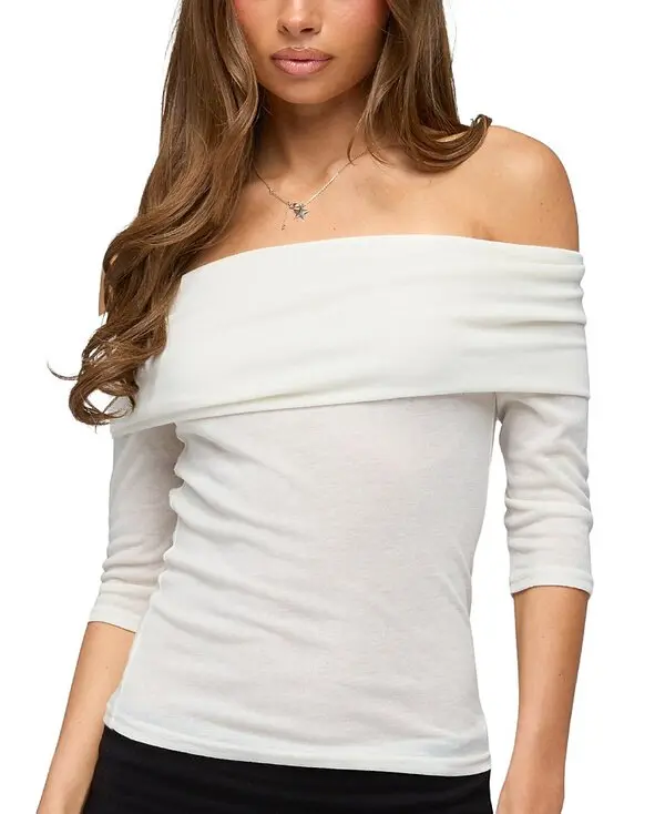 EDIKTED Thais Foldover Backless Top - Ivory