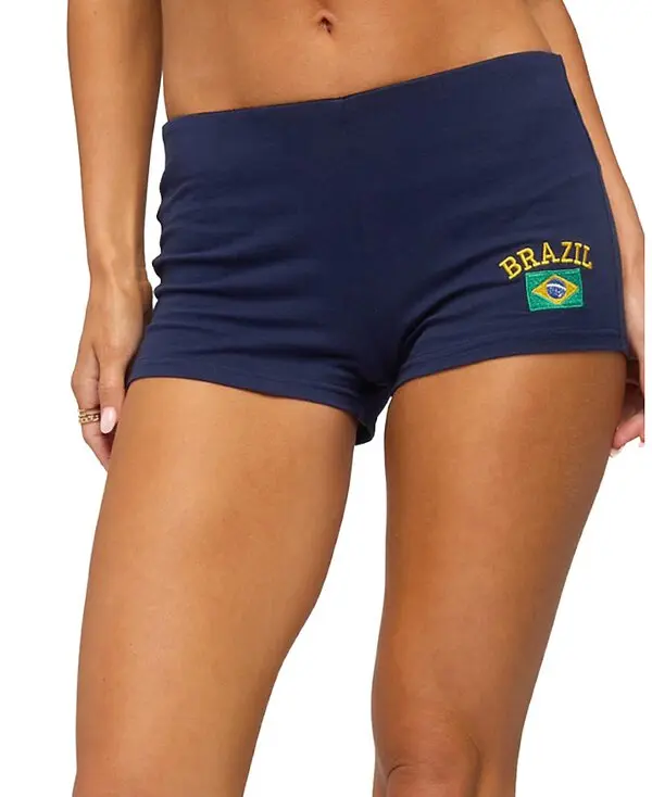 EDIKTED Brazilian Babe Low Rise Micro Shorts - Navy