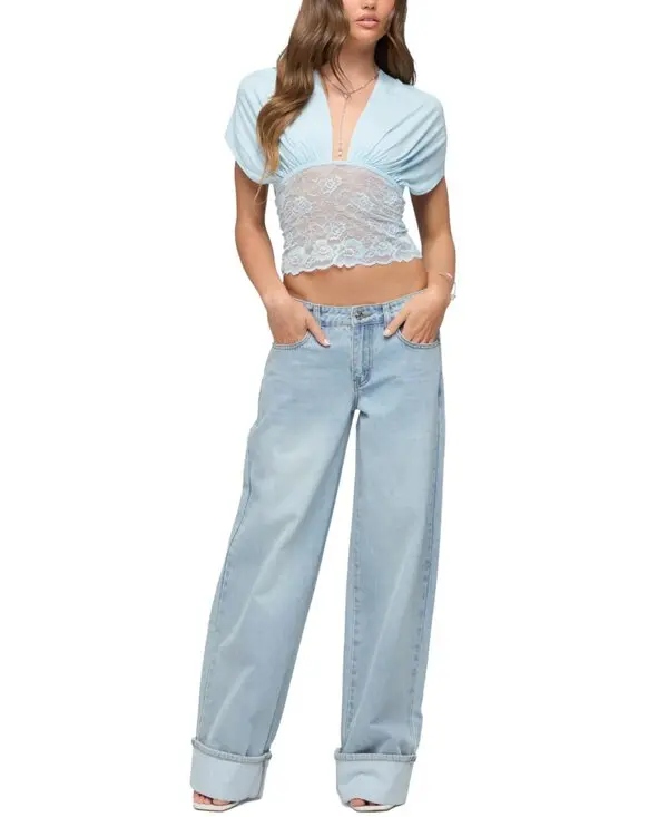 EDIKTED Eloria Lacey Flutter Tie Top