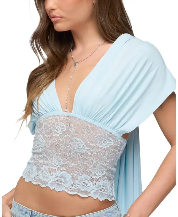 EDIKTED Eloria Lacey Flutter Tie Top