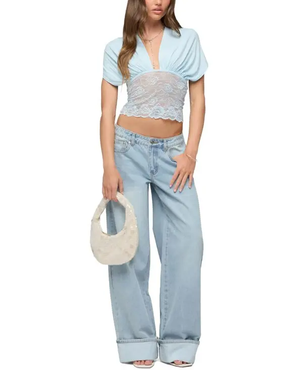 EDIKTED Eloria Lacey Flutter Tie Top
