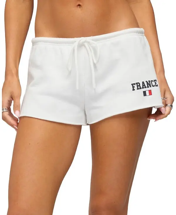 EDIKTED France Low Rise Micro Shorts - White