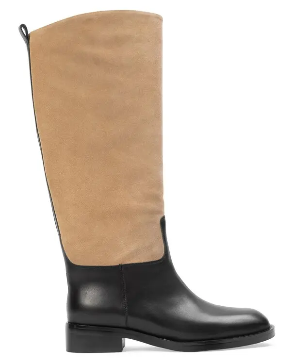 BLACK SUEDE STUDIO Pace Leather Riding Boots - Latte Suede