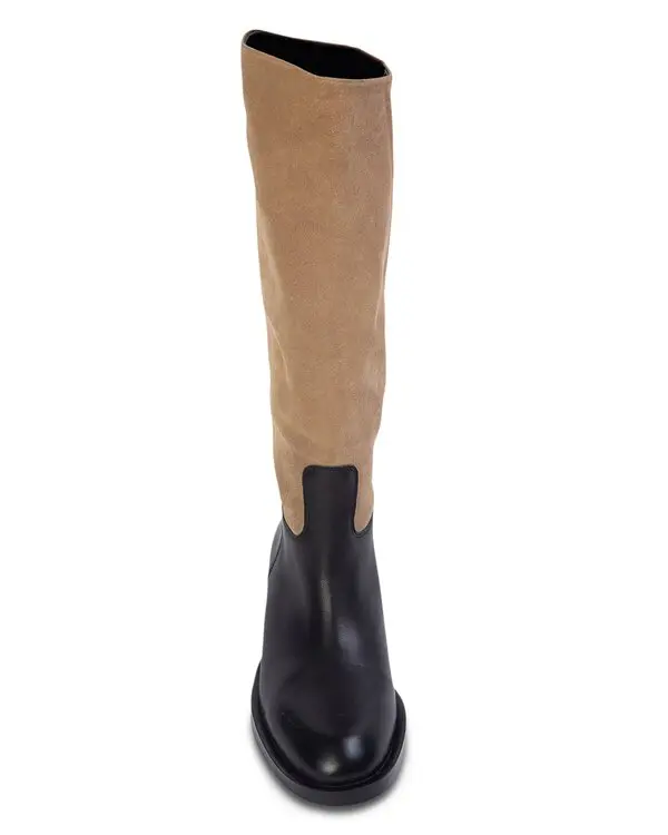 BLACK SUEDE STUDIO Pace Leather Riding Boots - Latte Suede