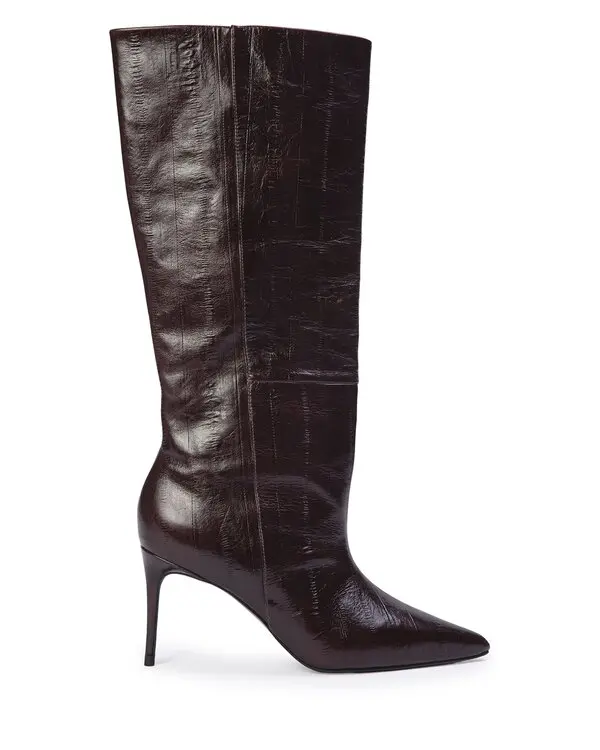 BLACK SUEDE STUDIO Kath 80 Pointed Toe Knee High Boots - Brown Eel