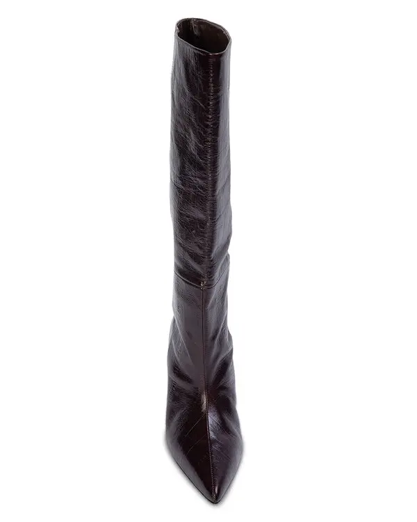 BLACK SUEDE STUDIO Kath 80 Pointed Toe Knee High Boots - Brown Eel