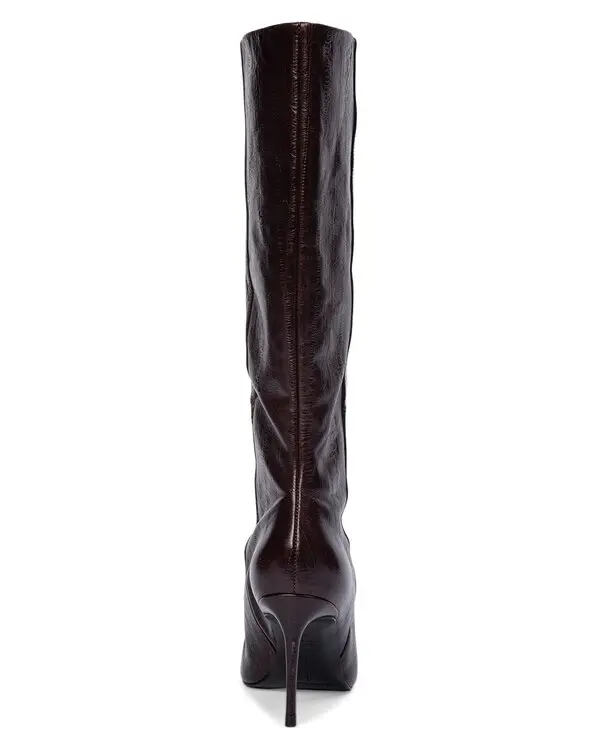 BLACK SUEDE STUDIO Kath 80 Pointed Toe Knee High Boots - Brown Eel