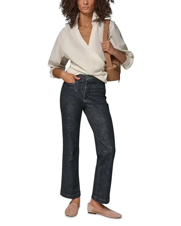 DONNA KARAN WEEKEND The Ren Cotton Stretch High Rise Straight Pants