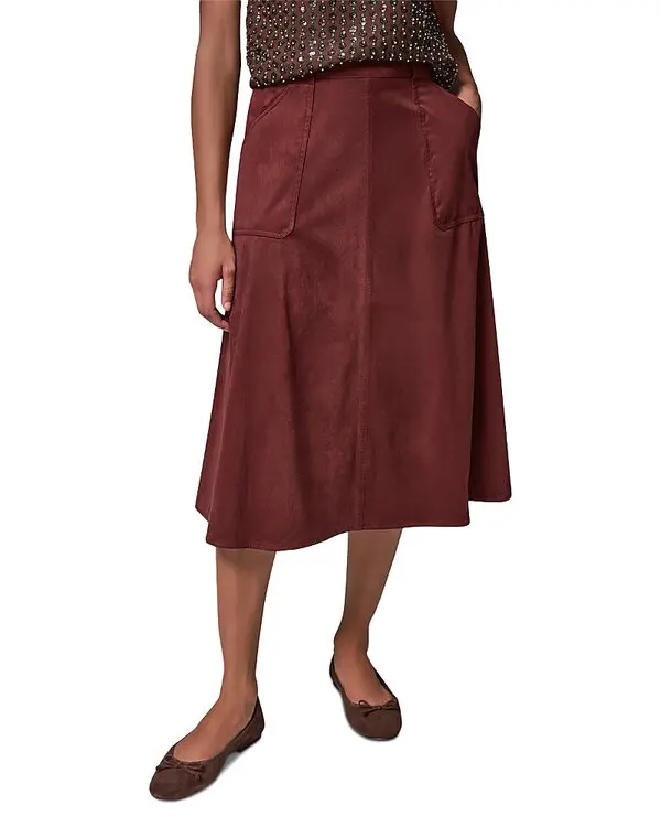 DONNA KARAN WEEKEND Faux Suede Midi Skirt - Black Cherry