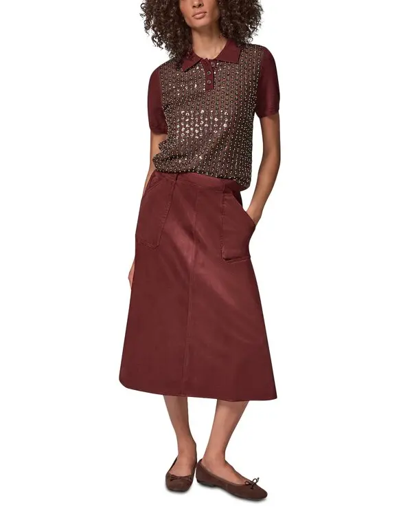 DONNA KARAN WEEKEND Faux Suede Midi Skirt - Black Cherry