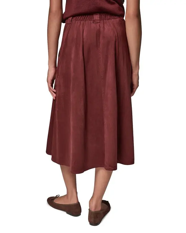 DONNA KARAN WEEKEND Faux Suede Midi Skirt - Black Cherry