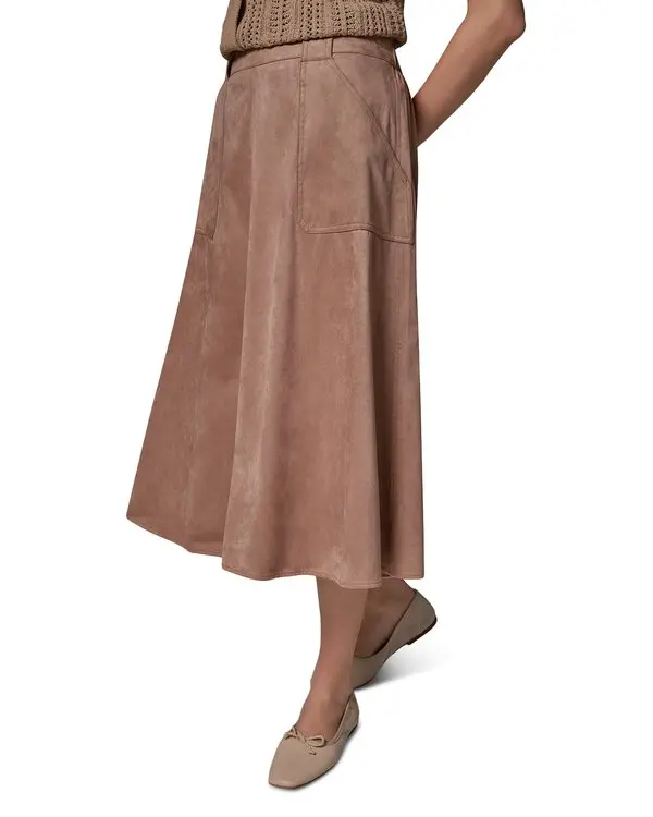 DONNA KARAN WEEKEND Faux Suede Pull On Midi Skirt