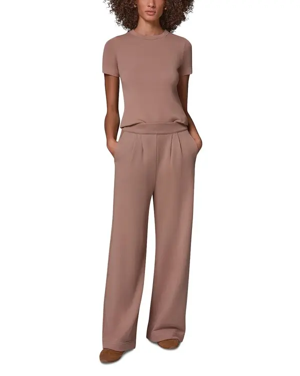 DONNA KARAN WEEKEND High Rise Wide Leg Cotton Pants