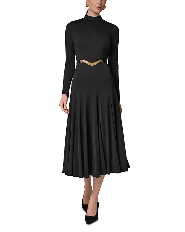 Donna Karan New York Mock Neck Pleated Maxi Dress - Black