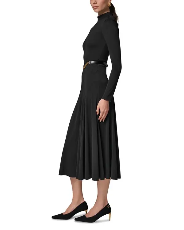 Donna Karan New York Mock Neck Pleated Maxi Dress