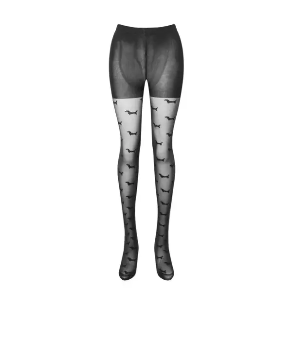 Thom Browne Logo Jacquard Pattern Pantyhose - Black