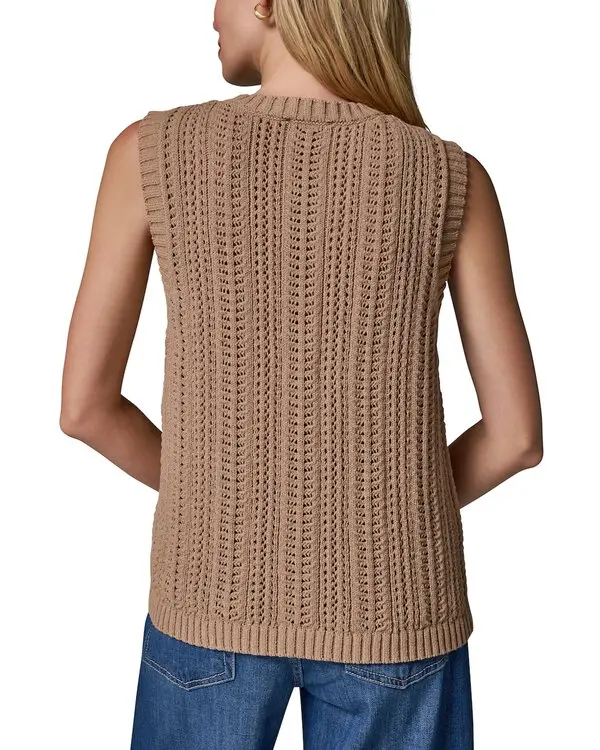 DONNA KARAN WEEKEND Cotton Blend Sleeveless Pointelle Cardigan