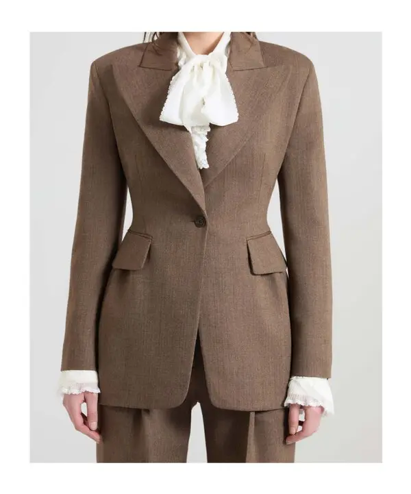 Ermanno Scervino Single-breasted Jacket In Fresco Wool Resca Pattern Yarn-dyed
