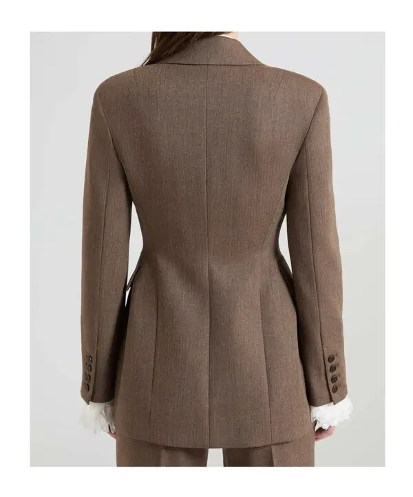 Ermanno Scervino Single-breasted Jacket In Fresco Wool Resca Pattern Yarn-dyed
