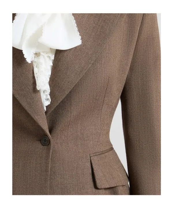 Ermanno Scervino Single-breasted Jacket In Fresco Wool Resca Pattern Yarn-dyed
