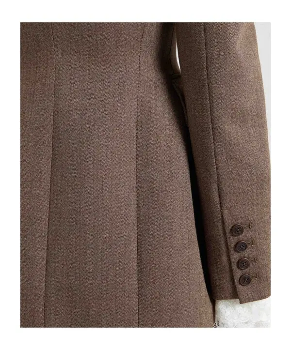 Ermanno Scervino Single-breasted Jacket In Fresco Wool Resca Pattern Yarn-dyed