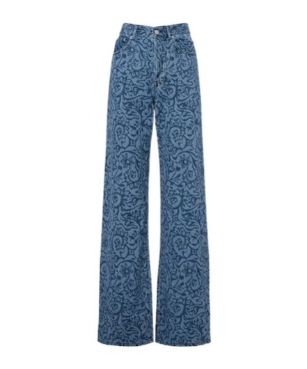 Dries Van Noten Floral Wide-leg Jeans - Blue