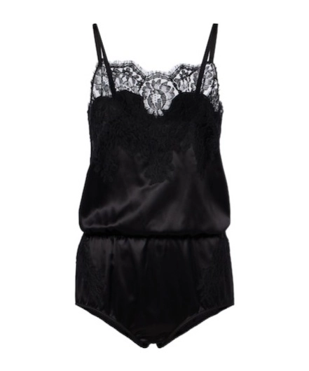 Dolce & Gabbana Lace-trimmed Silk And Cotton-blend Romper - Black