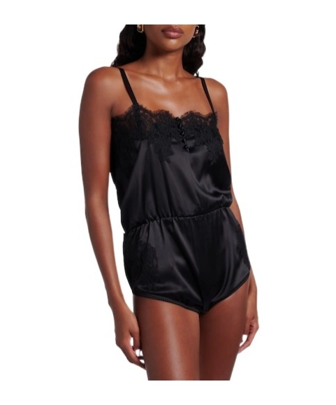 Dolce & Gabbana Lace-trimmed Silk And Cotton-blend Romper