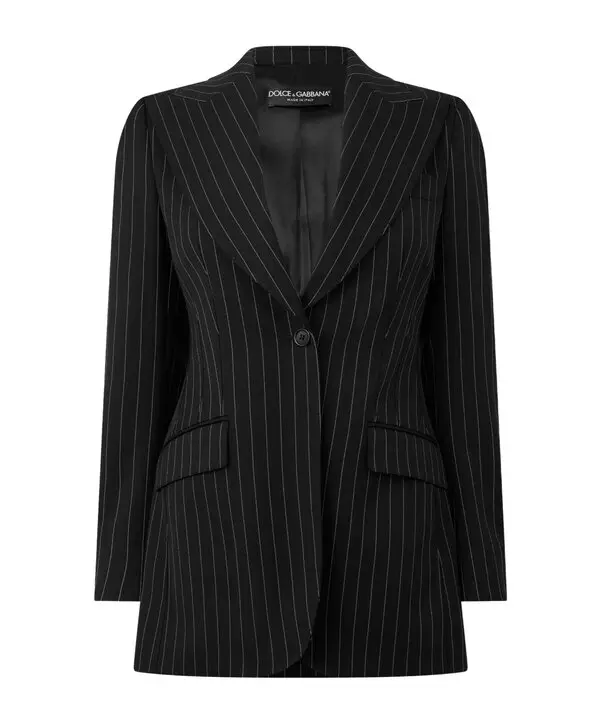 Dolce & Gabbana Singlebutton Pinstripe Blazer - Black