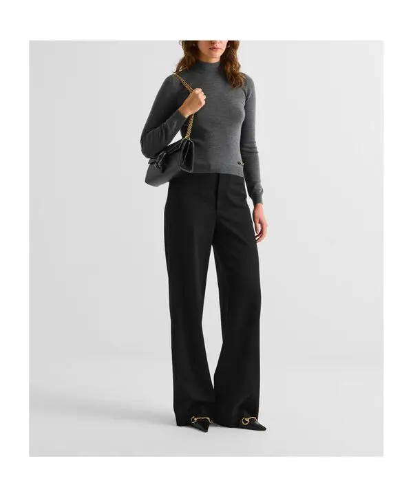Gucci Mockneck Fitted Knit Sweater With Horsebit Detail