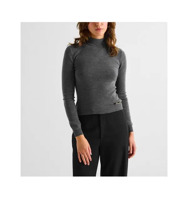 Gucci Mockneck Fitted Knit Sweater With Horsebit Detail