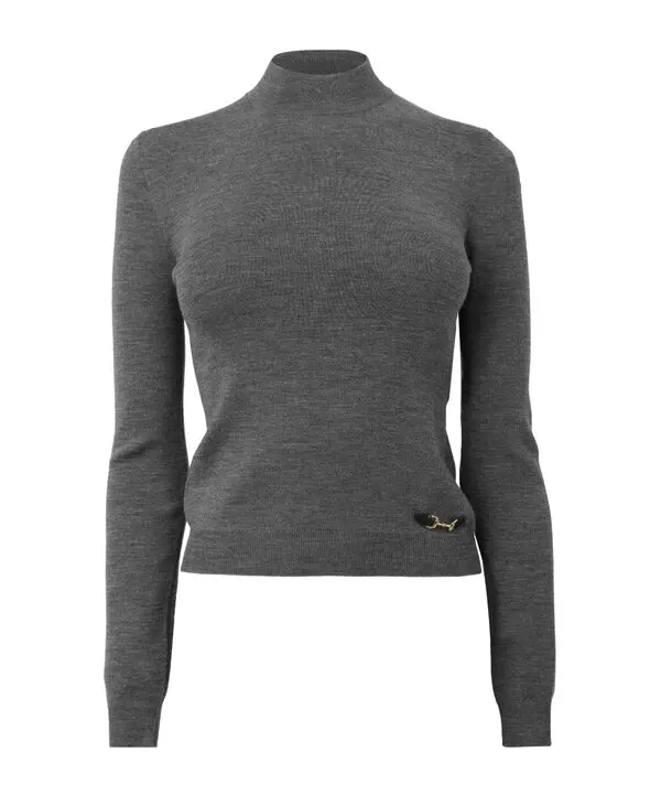 Gucci Mockneck Fitted Knit Sweater - Grey