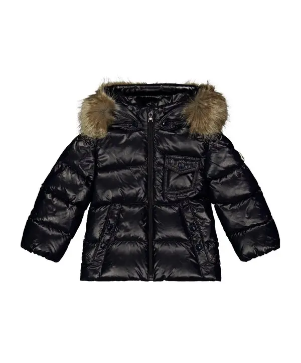 Moncler Hooded Down Jacket With Faux Fur Trim