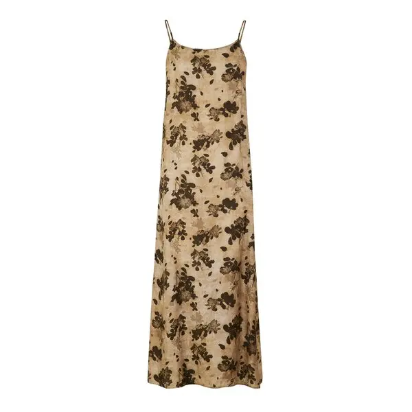 UMA WANG Thinstrap Maxi Dress With Vintage Floral Print - Nude