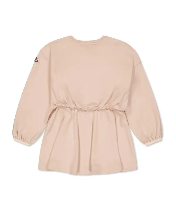 Moncler Crewneck Long Sleeve Dress With Gathered Waist And Balloon Sleeves