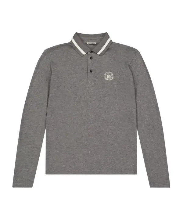 Dolce & Gabbana Long-sleeve Polo Shirt With Crest Embroidery