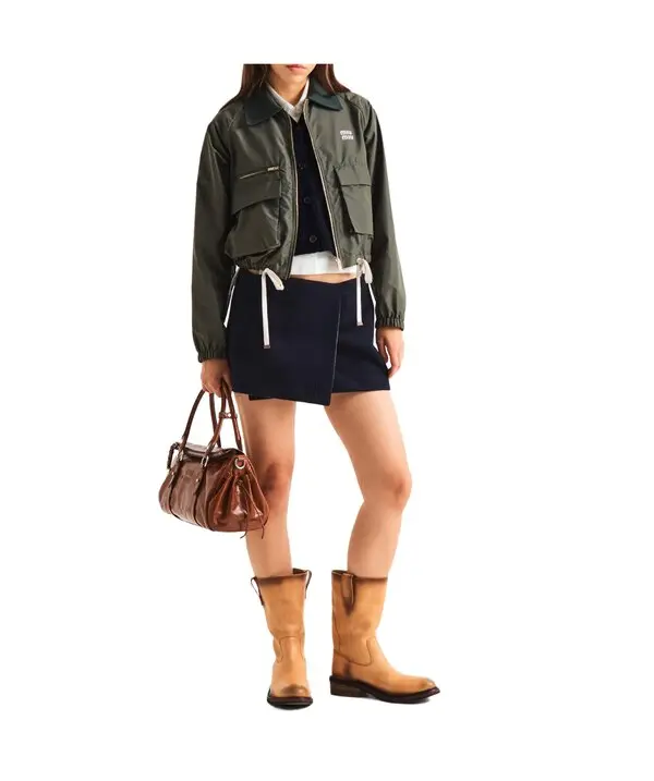 Miu Miu Contrastcollar Cropped Cargo Jacket