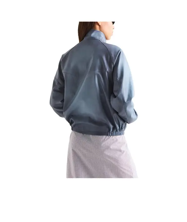 Miu Miu Standcollar Faded Leather Jacket