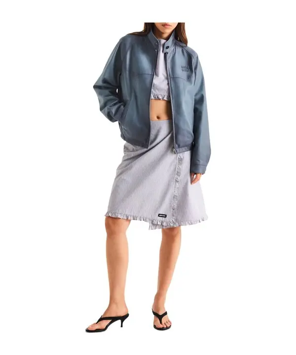 Miu Miu Standcollar Faded Leather Jacket