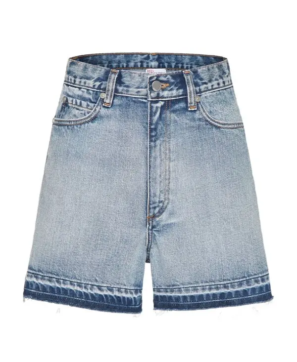 Red Valentino Mid-rise Light-wash Denim Shorts