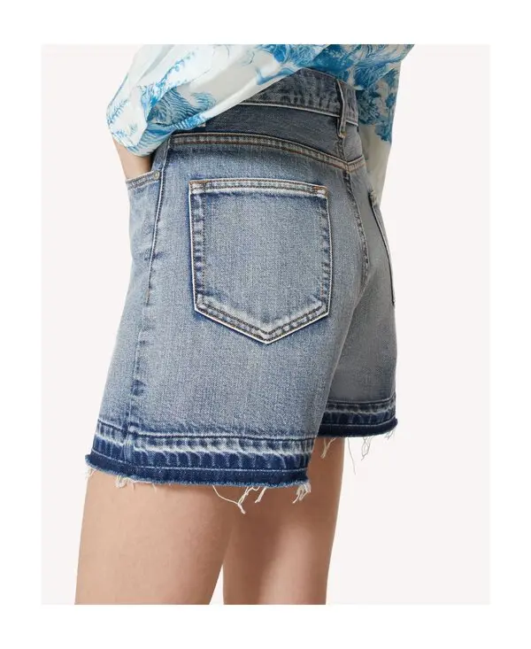 Red Valentino Mid-rise Light-wash Denim Shorts