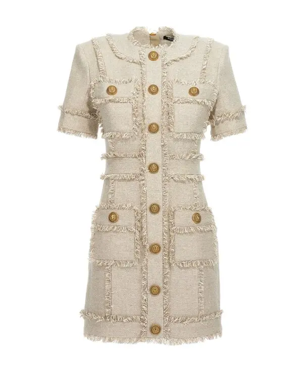 Balmain Logo Button Detailed Dress